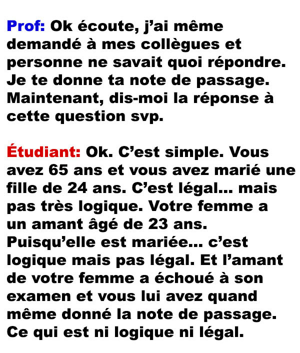 Un jeune étudiant en Droit échoue son examen et demande la note de ...